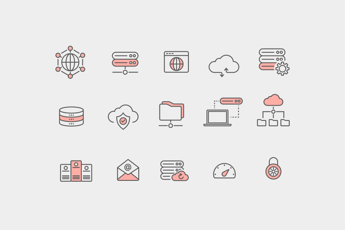 15 Web Hosting Icons, an Icon by Creative VIP