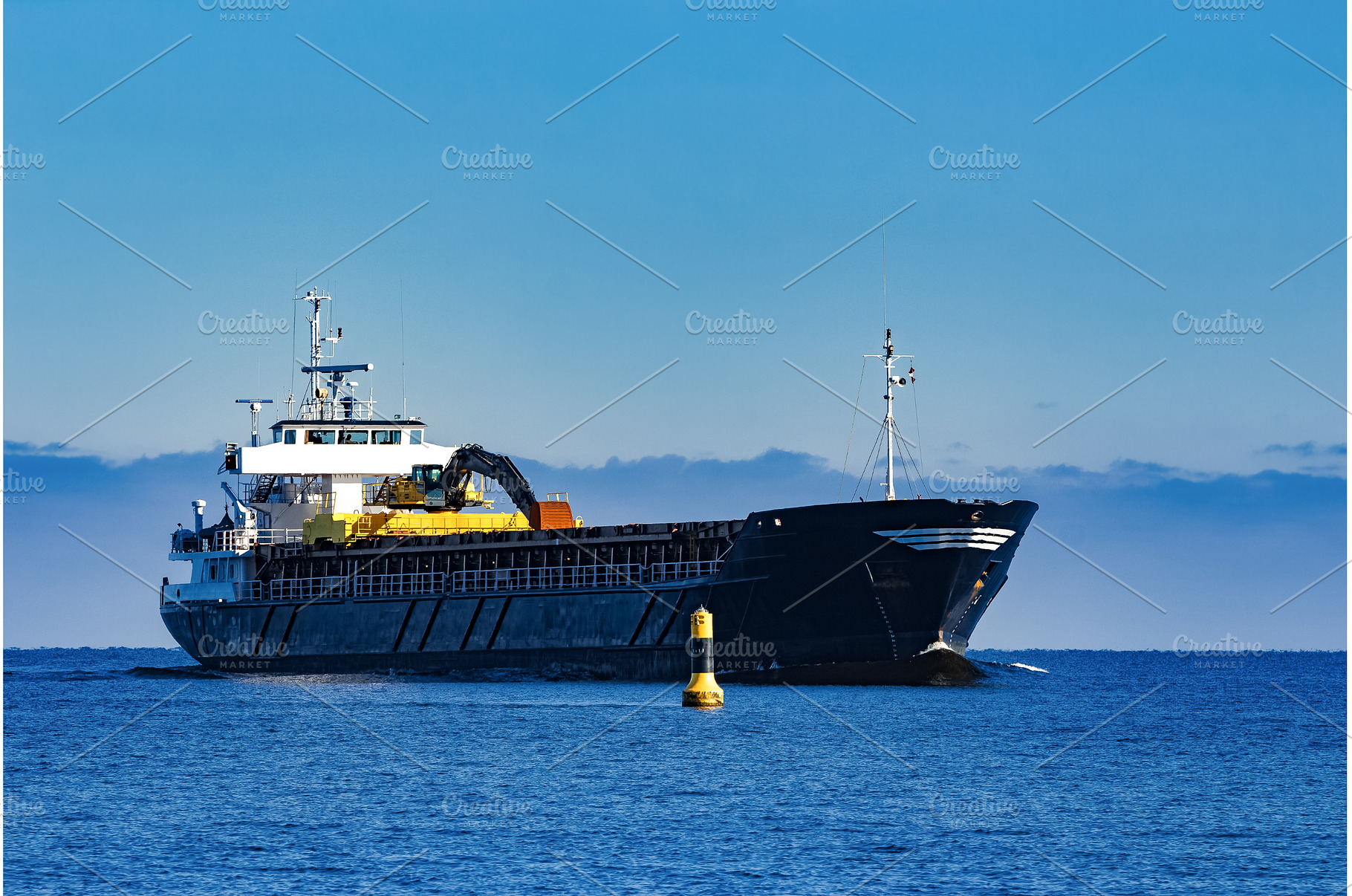 Black Cargo Ship with Long Reach, a Nature Photo by InfinitumProdux ...