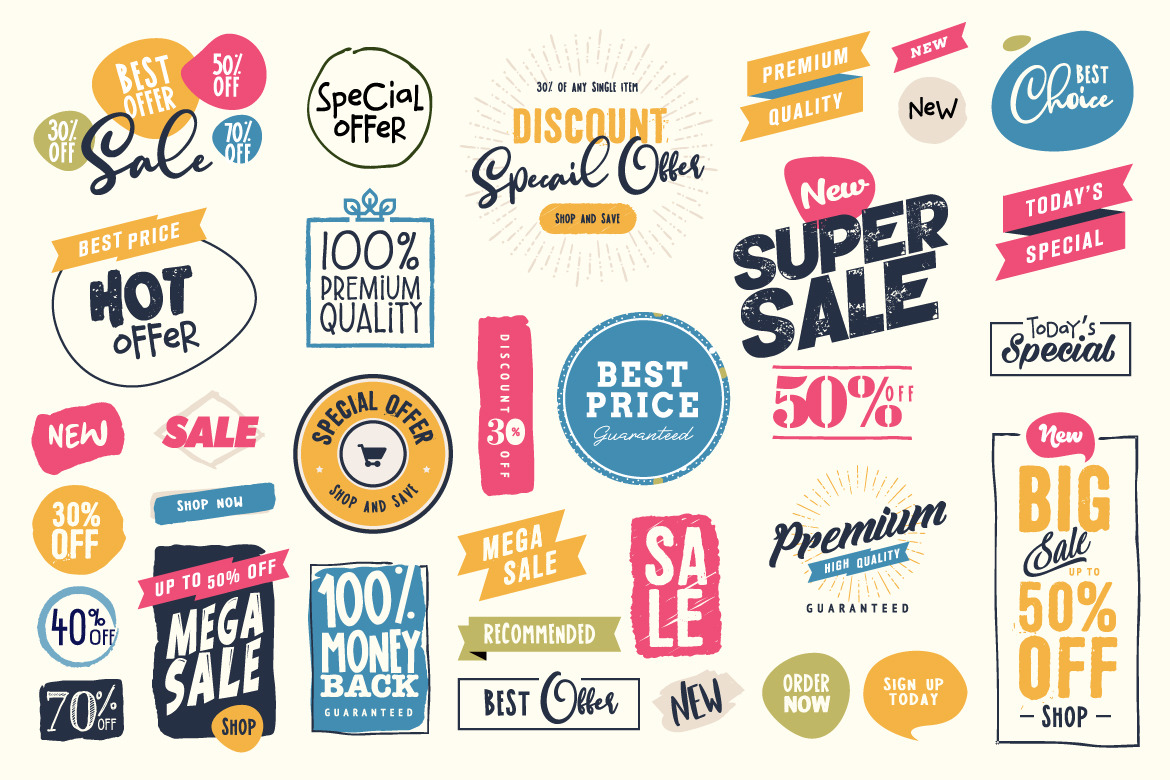 Sale Labels and Stickers Collection | Object Illustrations ~ Creative ...