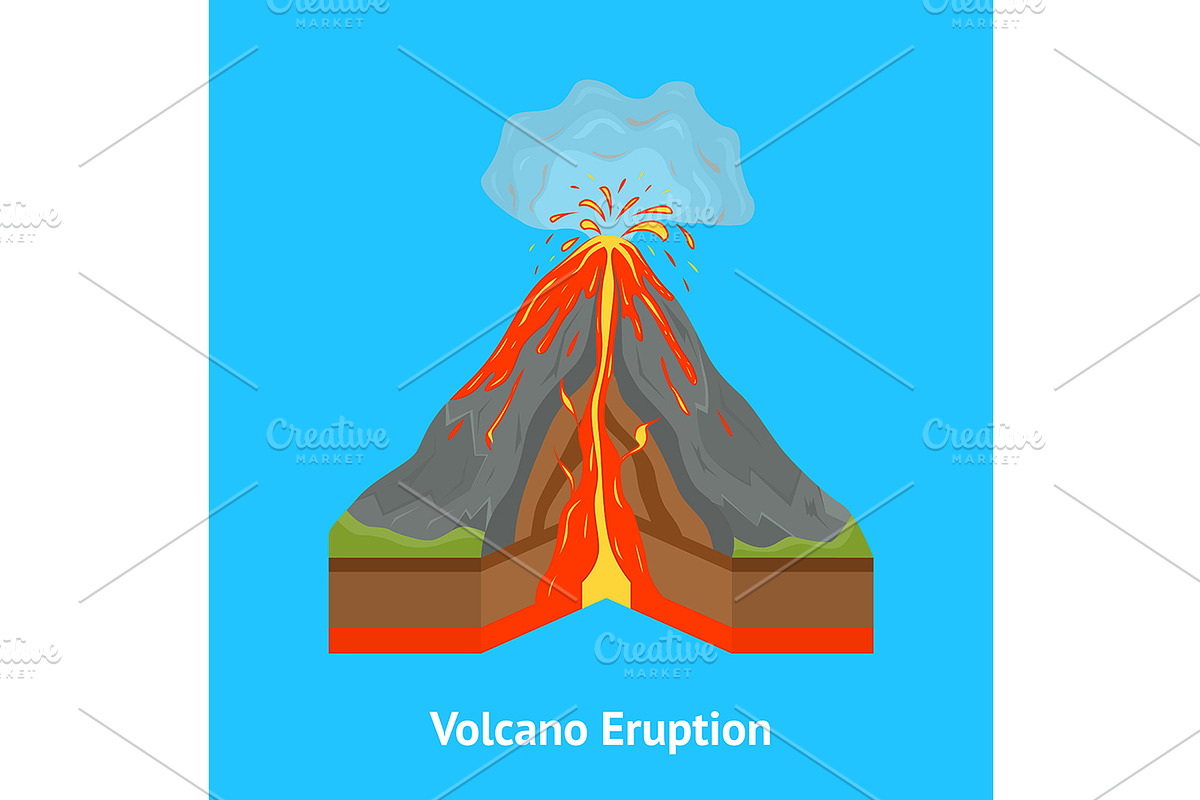 Volcano Cross Section View, an Education Illustration by Bigmouse_art