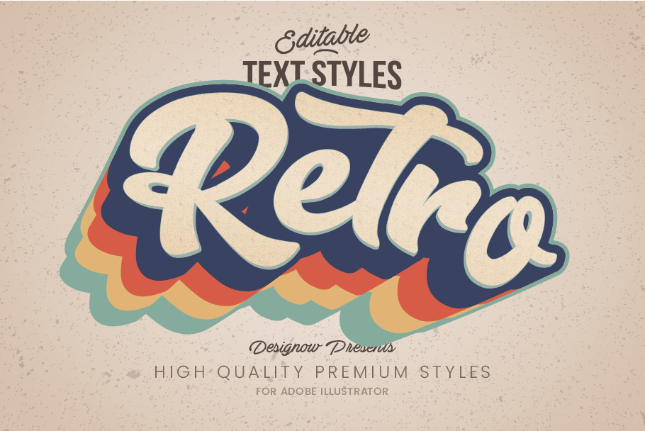 Retro Vintage Illustrator Text Style, a Layer Style Add-On by Designow ...