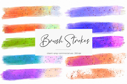 Rainbow Brush Strokes Clipart, an Object Graphic by BonaDesigns