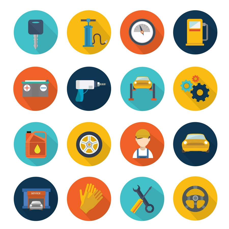 Car Service Flat Icons Set, an Icon by Alexander Belenkiy