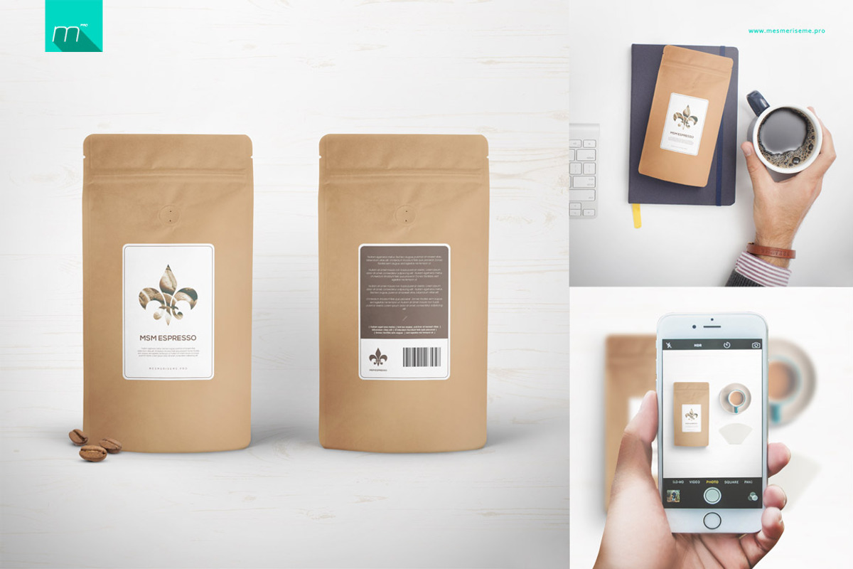 Coffee Pack and Box Mock-up, a Packaging Mockup by Mocca Mockups Store