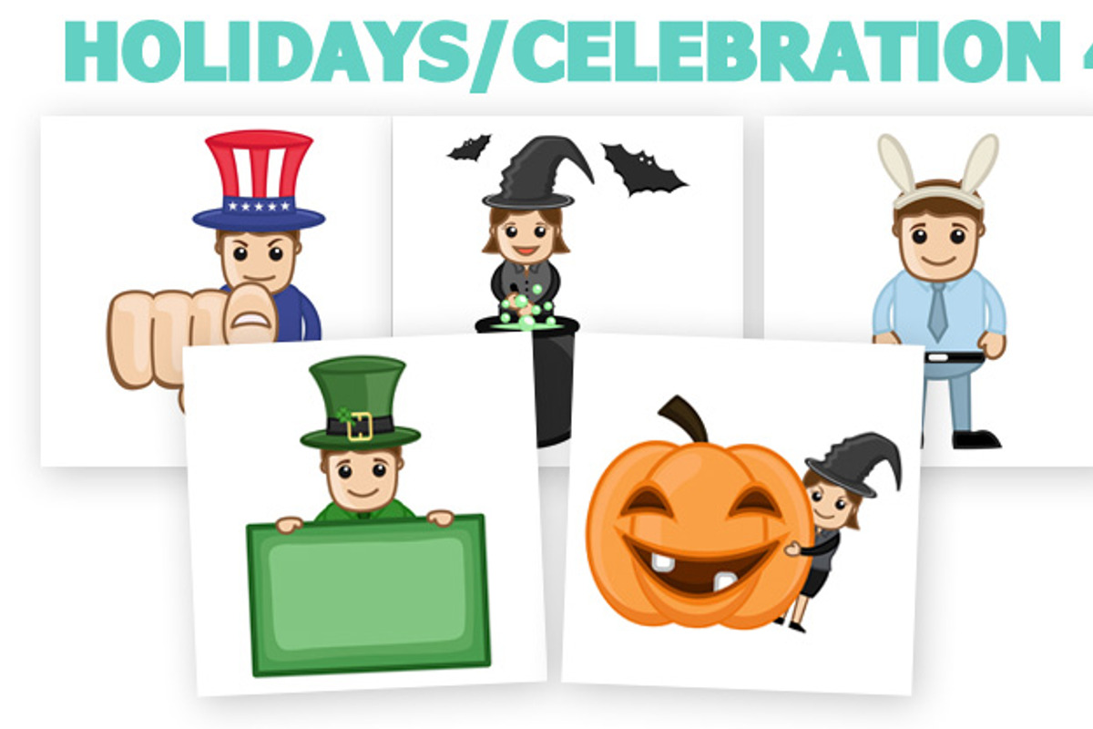 50+ Holidays Cartoons Concepts, an Illustration by TrueMitra Designs