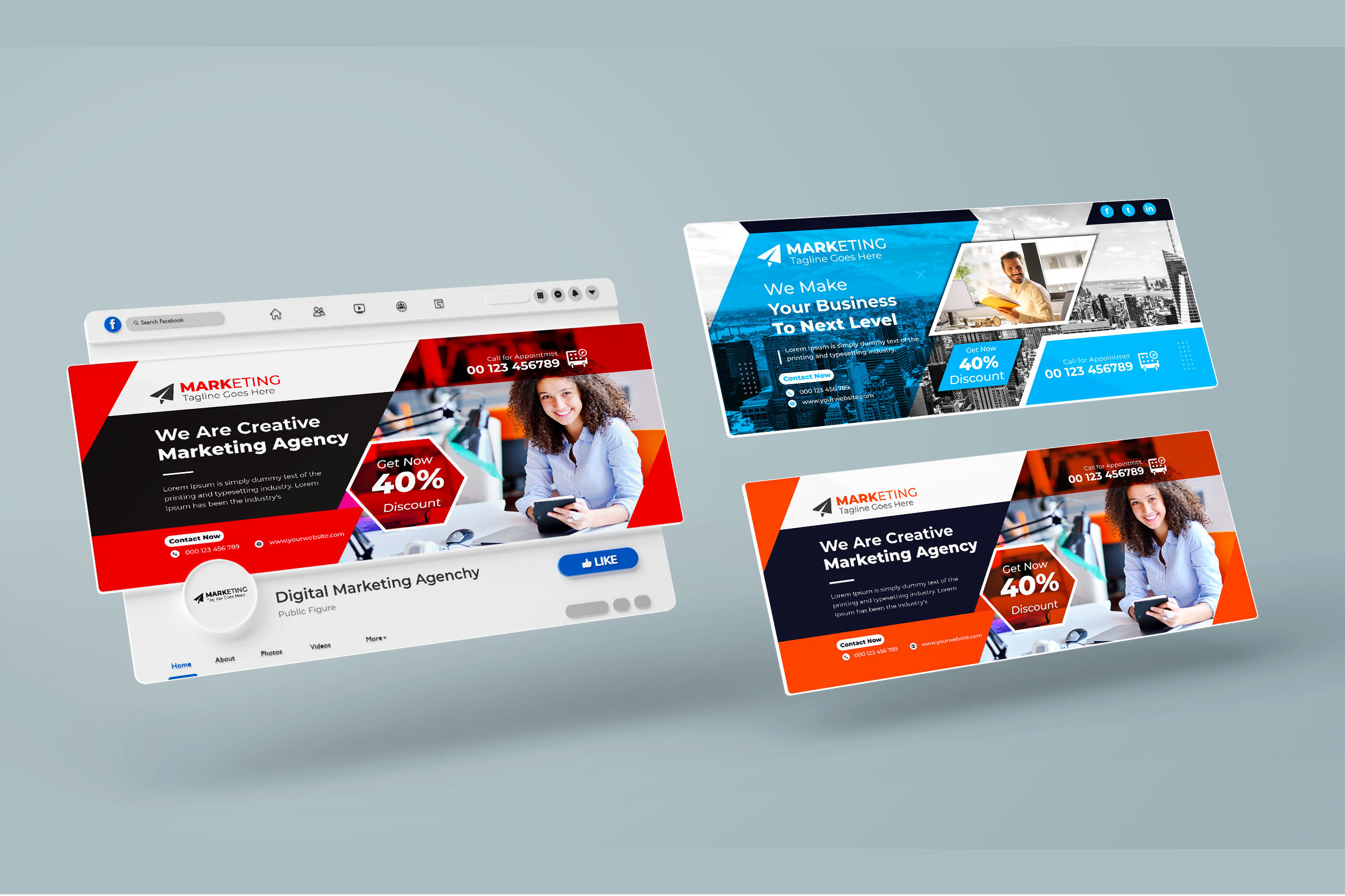 Digital Marketing Social Media Cover, a Templates & Theme by Graphiexperto