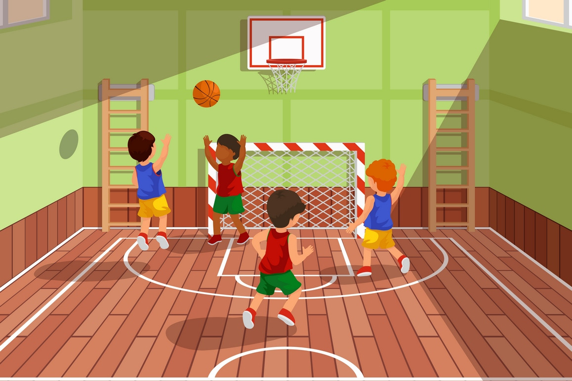 School basketball team playing game | Education Illustrations ...
