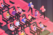 Isometric cinema composition, a Decorative Illustration by Macrovector