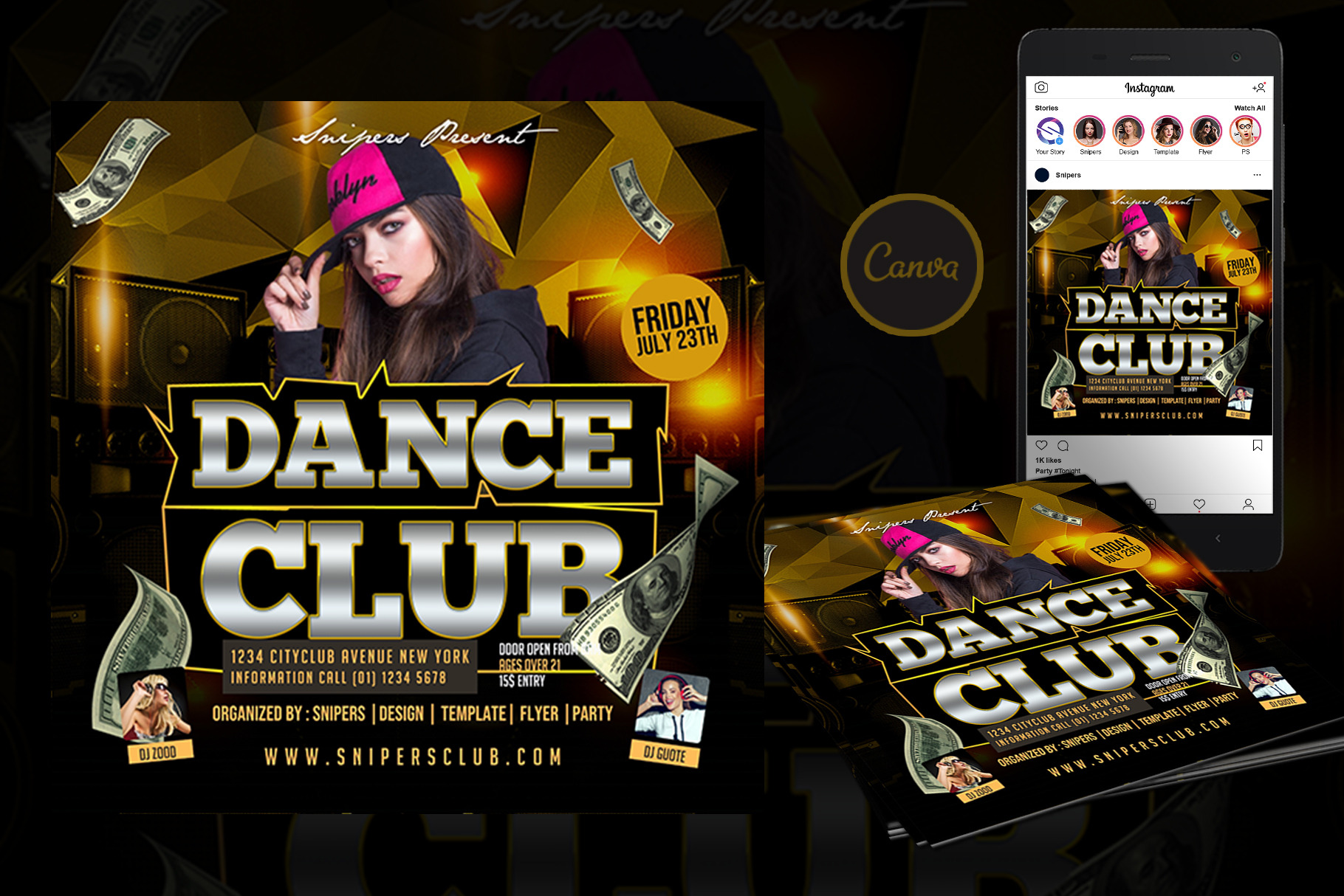 Dance Club Flyer Canva Template, a Social Media Template by DreamColor ...