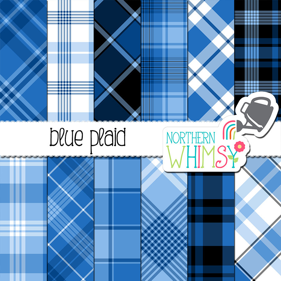 Blue Plaid Patterns, a Pattern Graphic by Northern Whimsy Design