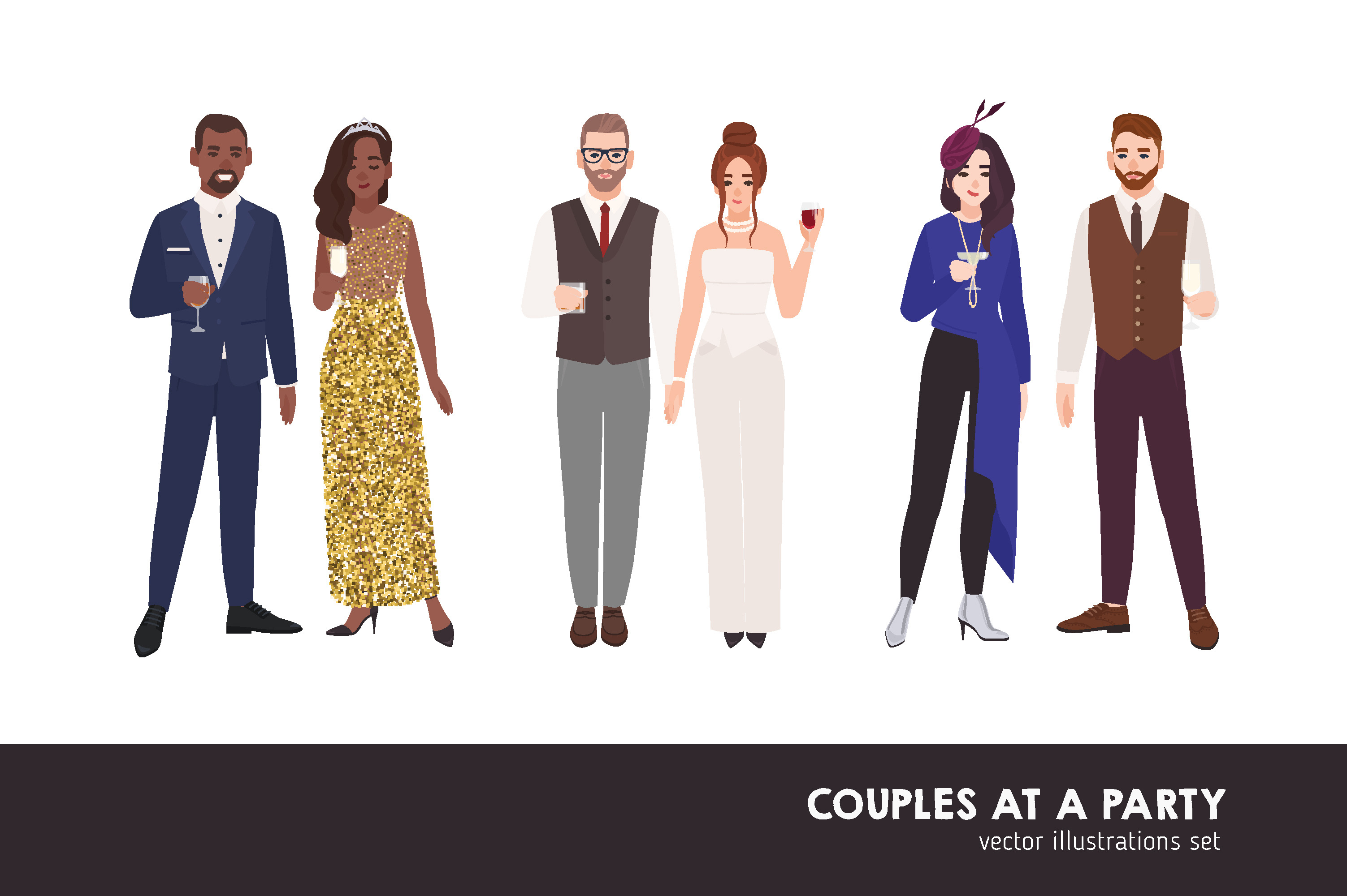 Couples at a party, a Food Illustration by Good Studio
