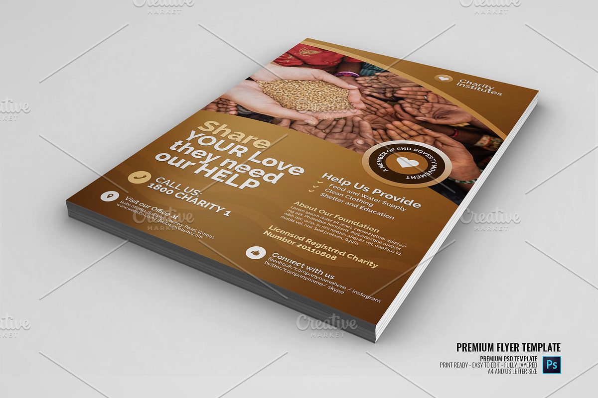 Charity and Foundation Flyer, a Flyer Template by PSDPixel