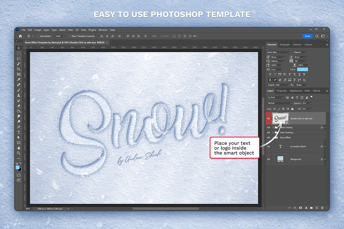 Snow Effect Template, a Layer Style Add-On by Andrew Skoch Design