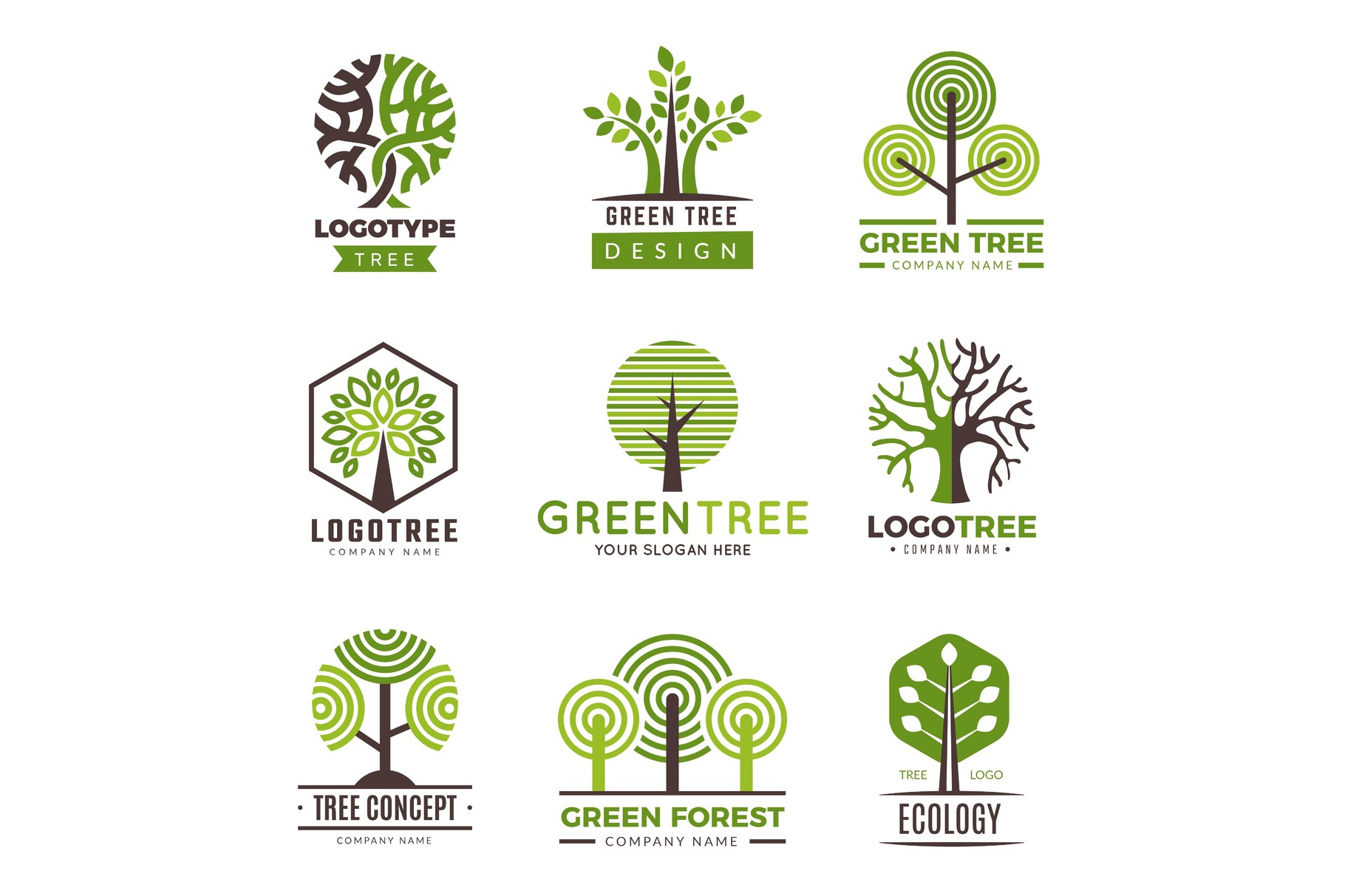 Tree logotypes. Eco green symbols, a Graphic by Onyx