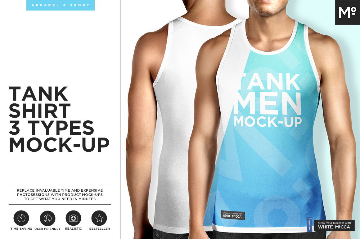 Men Tank 3 Types Mock-up, a Shirt Mockup by Mocca Mockups Store