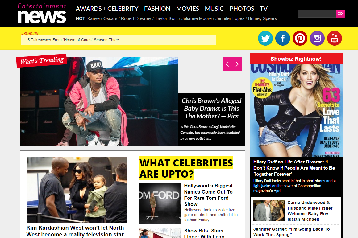 Entertainment News Celebrity Portal, a WordPress Template by Magazine3