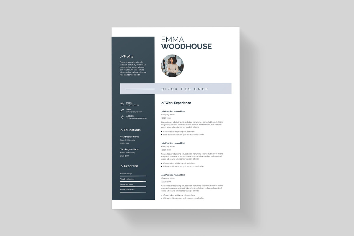 Clean Resume CV | Word, a Resume Template by Pixelpick