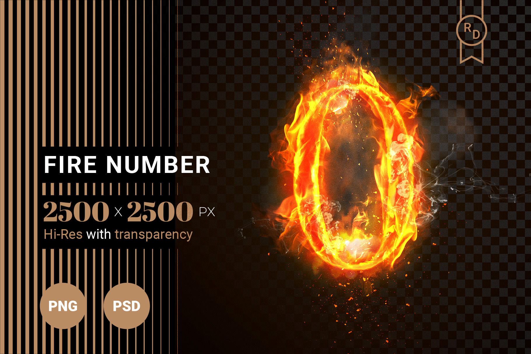 Fire Number 0 of burning flame (PSD), an Illustration by Ron Dale