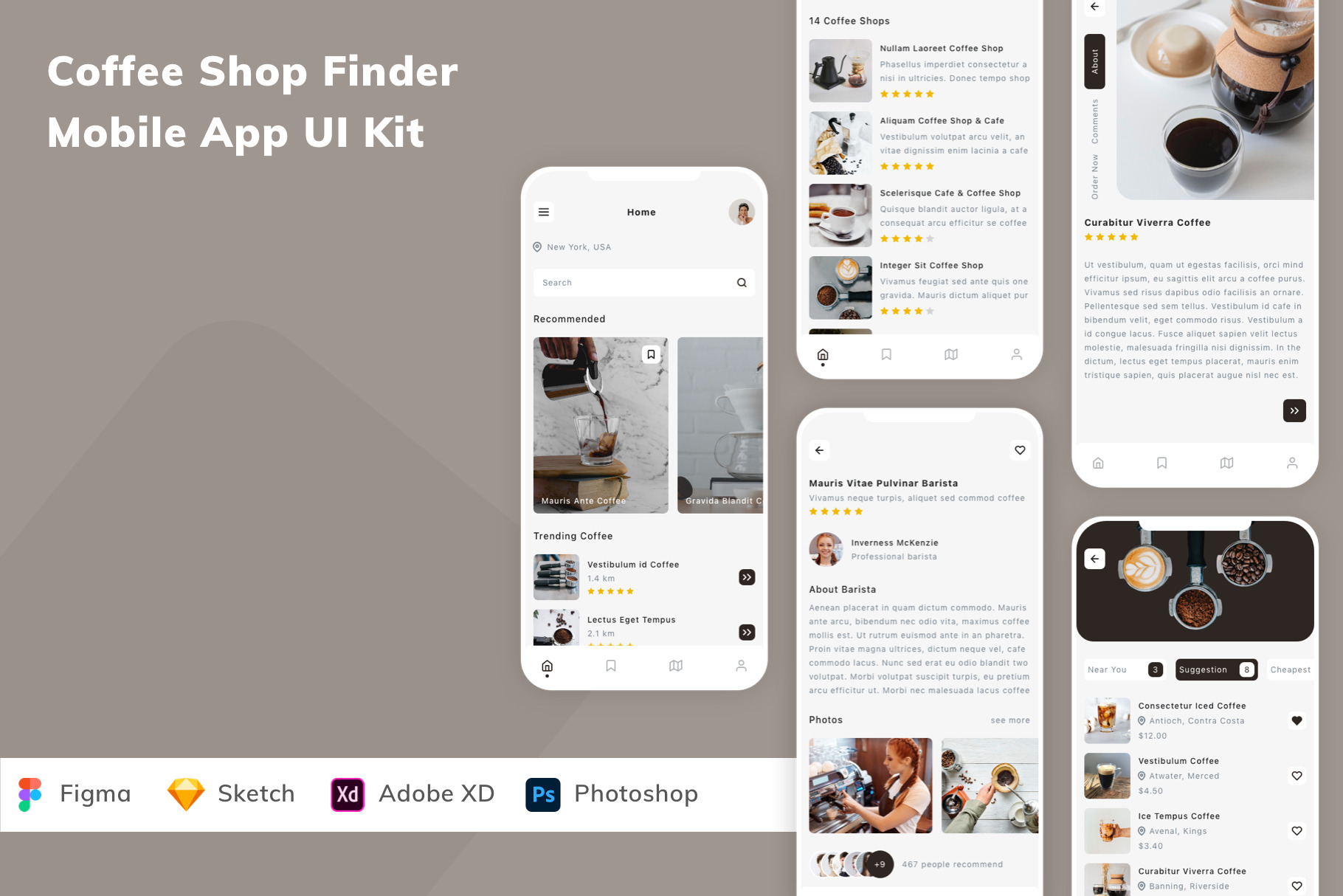 Coffee Shop Finder Mobile App UI Kit, an UI Kit Template by Betush