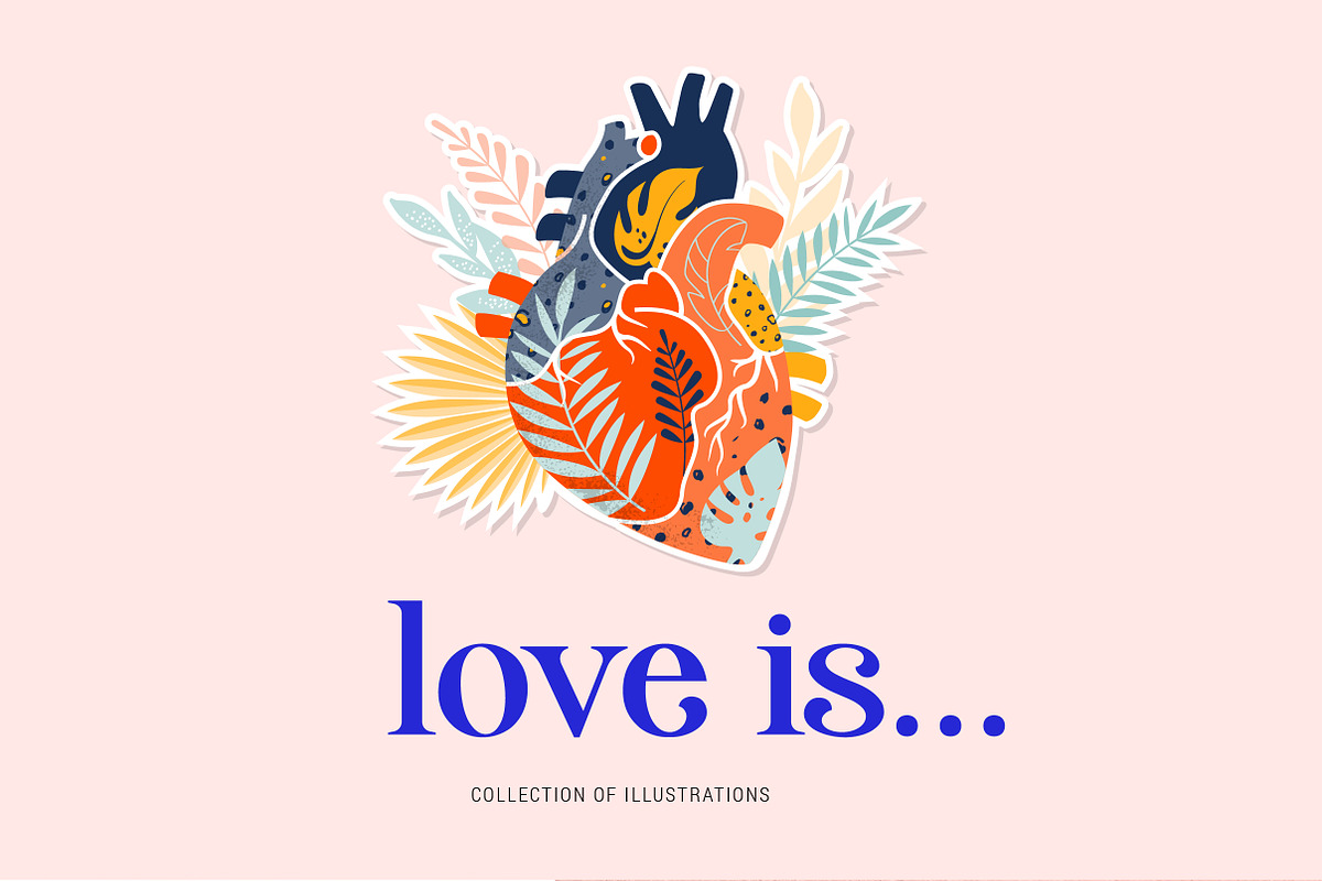 Love is... modern heart collection, an Illustration by Marish