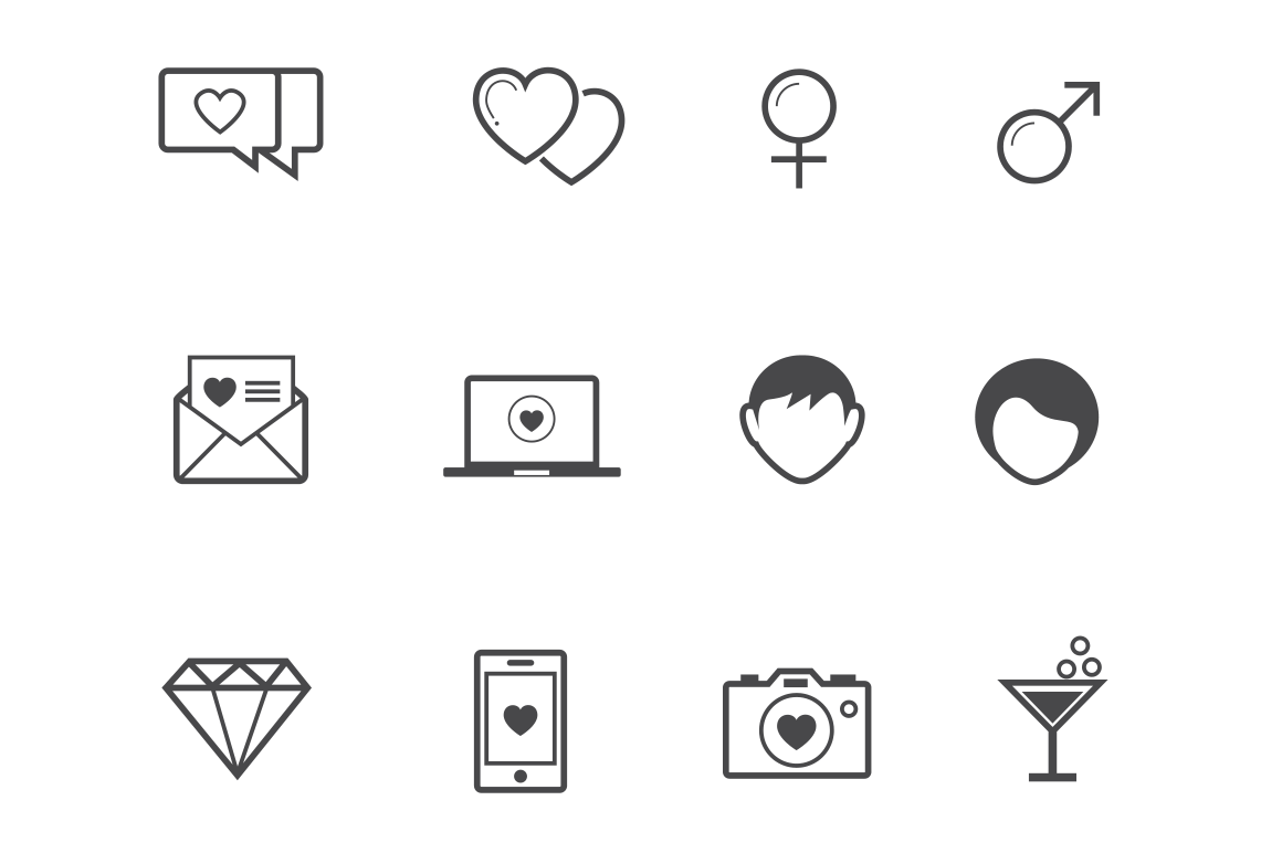 12 Dating and Relationship Icons, an Icon by Creative VIP