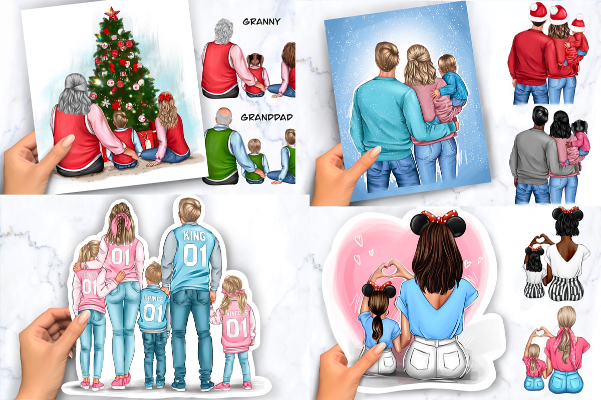 Family clipart, bundles, big set.