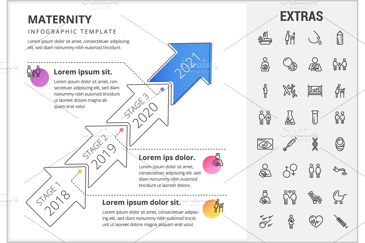 Maternity infographic template, elements and icons, a Person ...