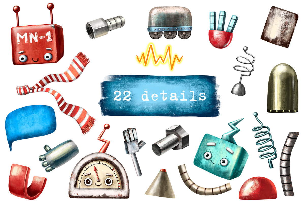 Robots - Clip Art Set, a Technology Illustration by Mashamashastu