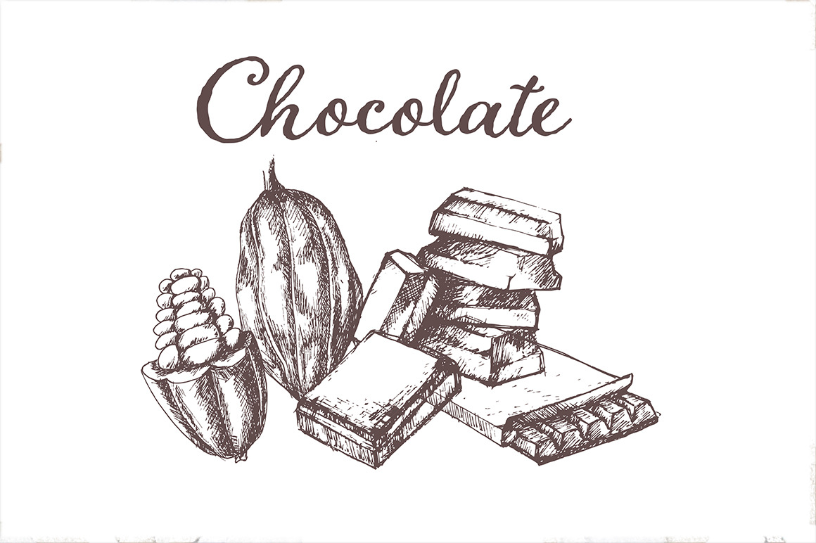 Hand drawn vector chocolate, a Food Illustration by My watercolor shop