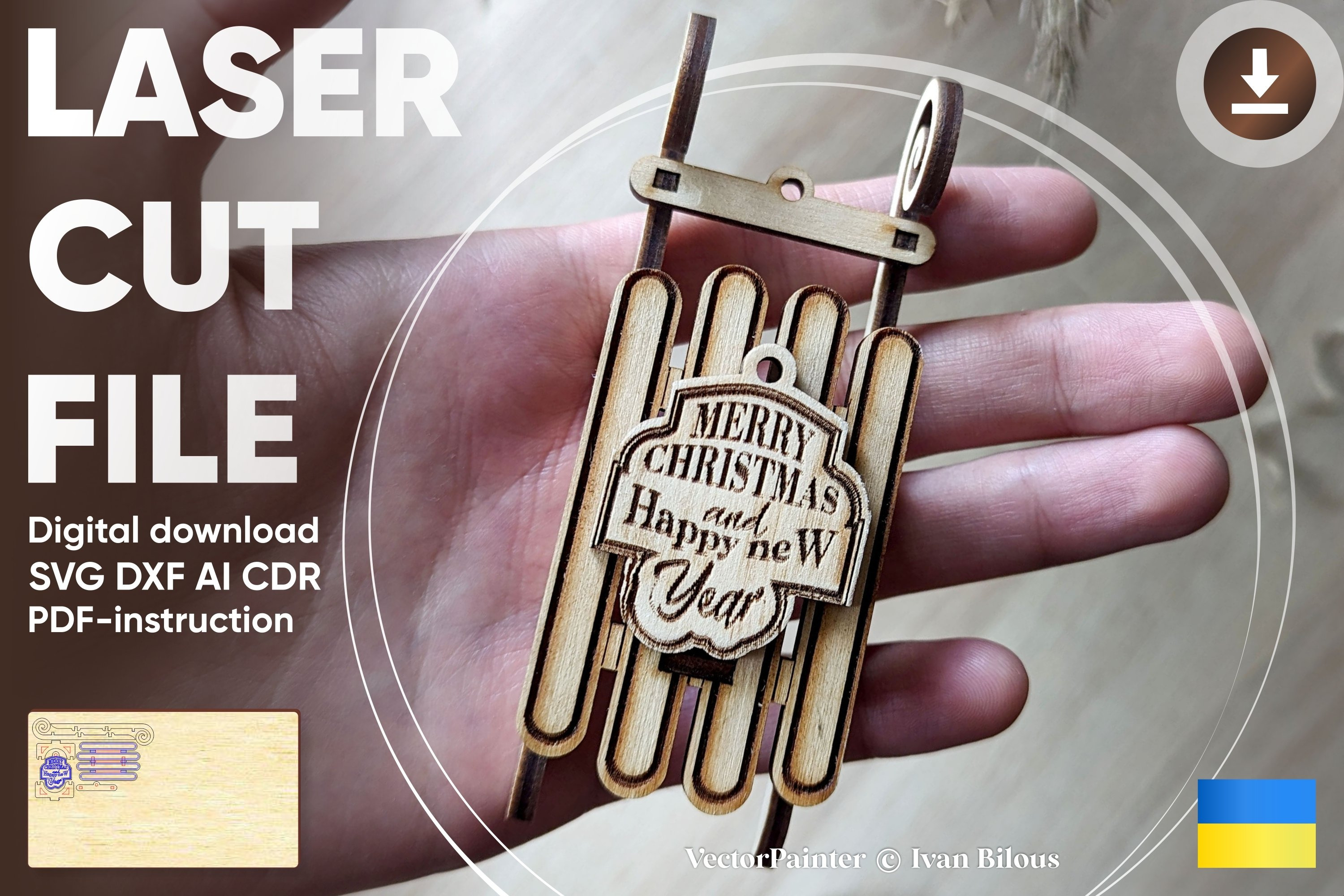 Sleigh Sled - Laser Cut File