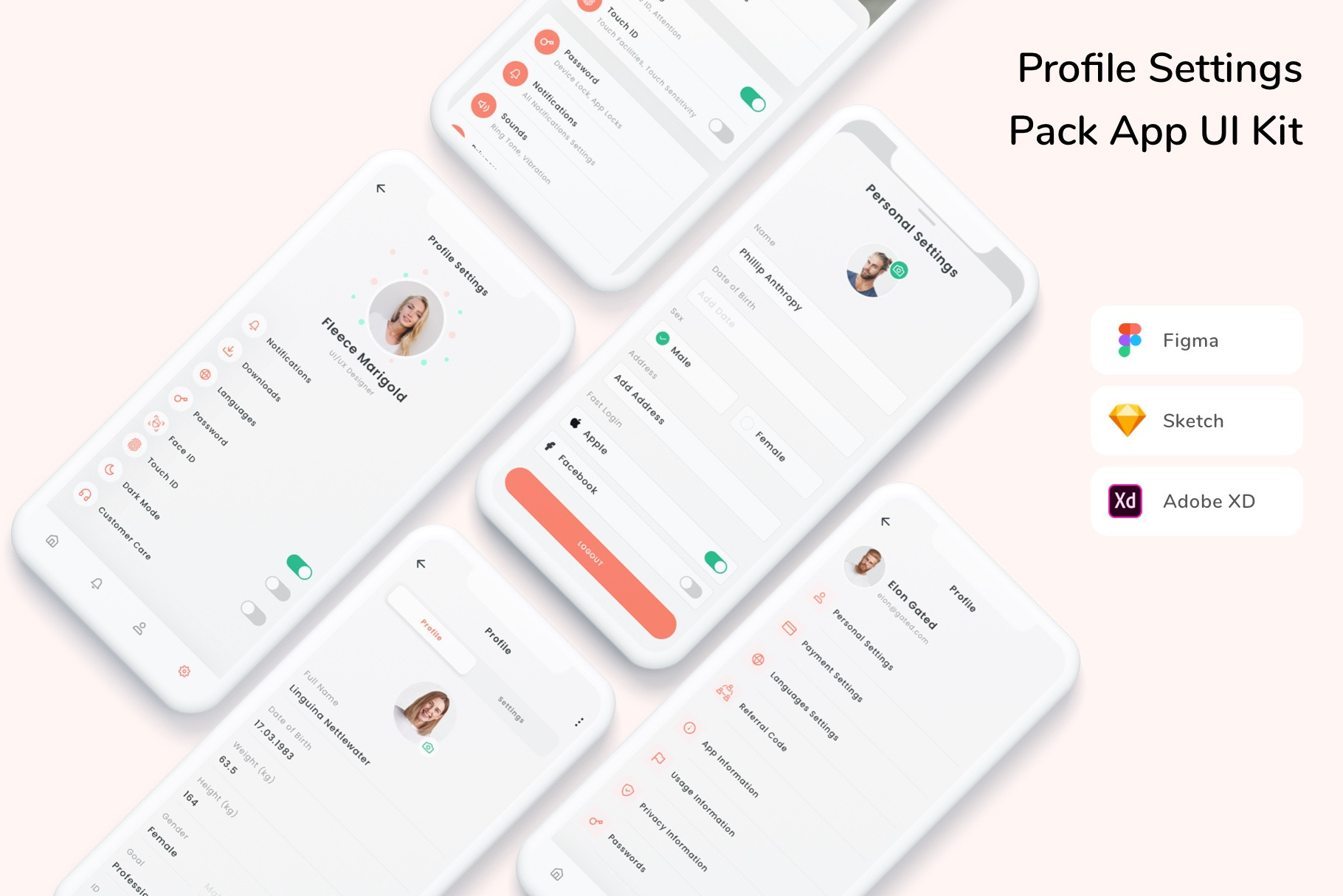 Profile Settings Pack App UI Kit, an App Template by Betush