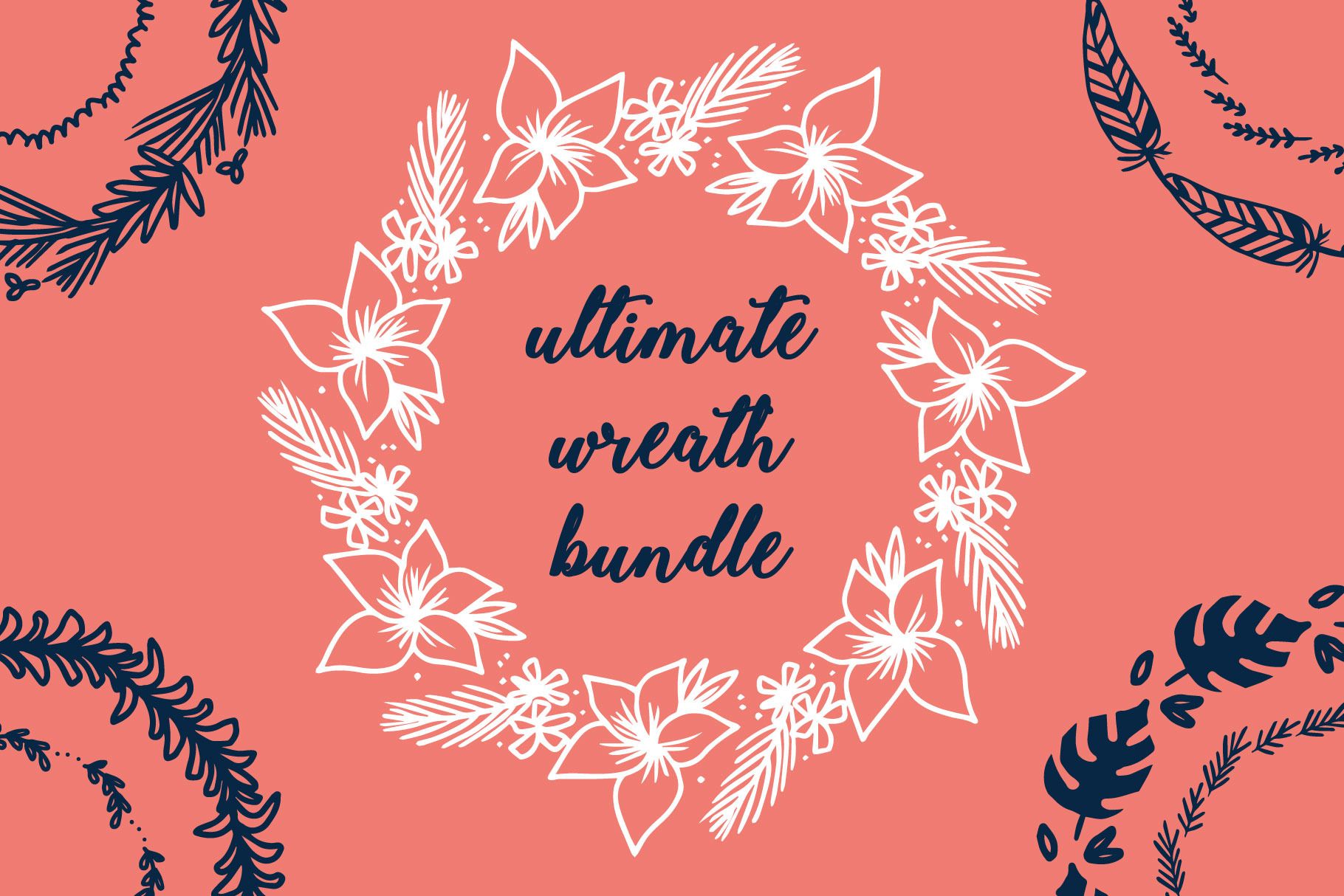 55 Unique Hand Drawn Wreaths!, a Graphic by Midnight Grim