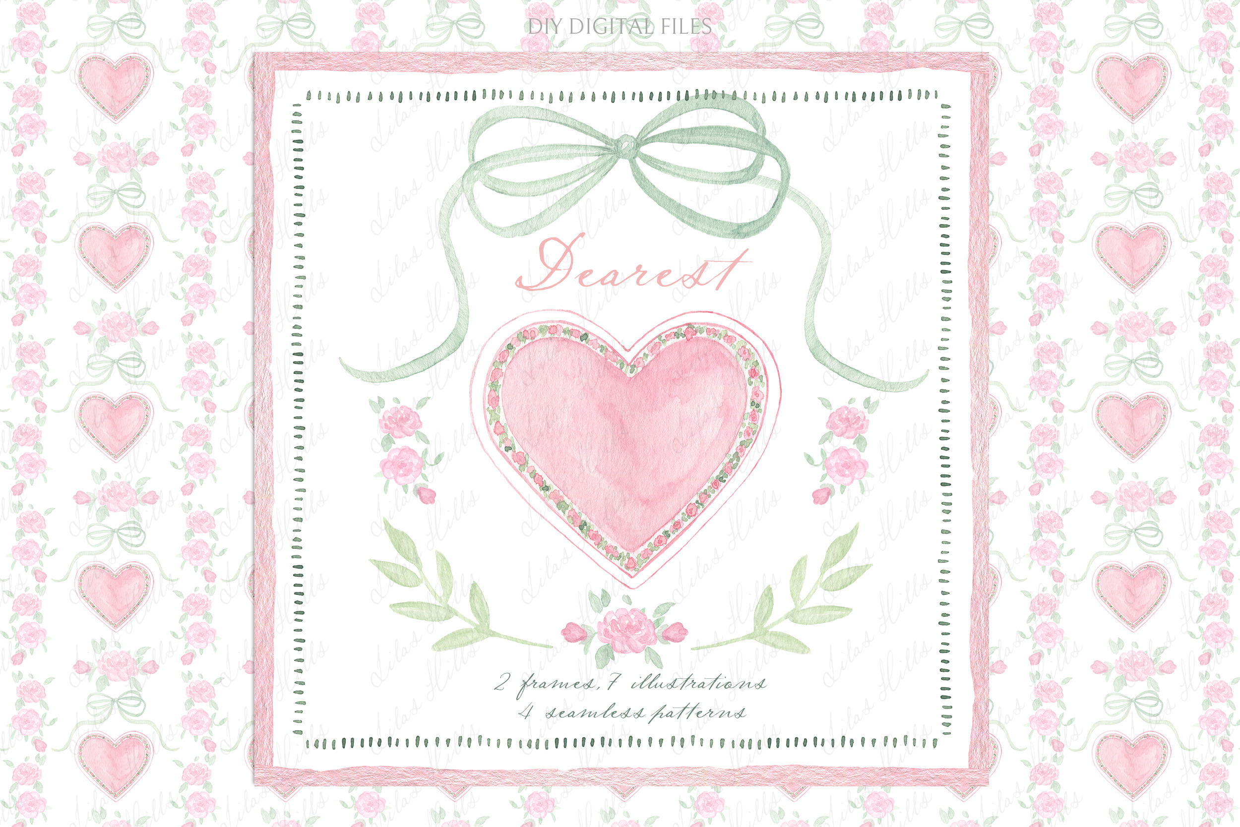 Dearest Floral Pink Heart Valentines, a Graphic by LABFcreations