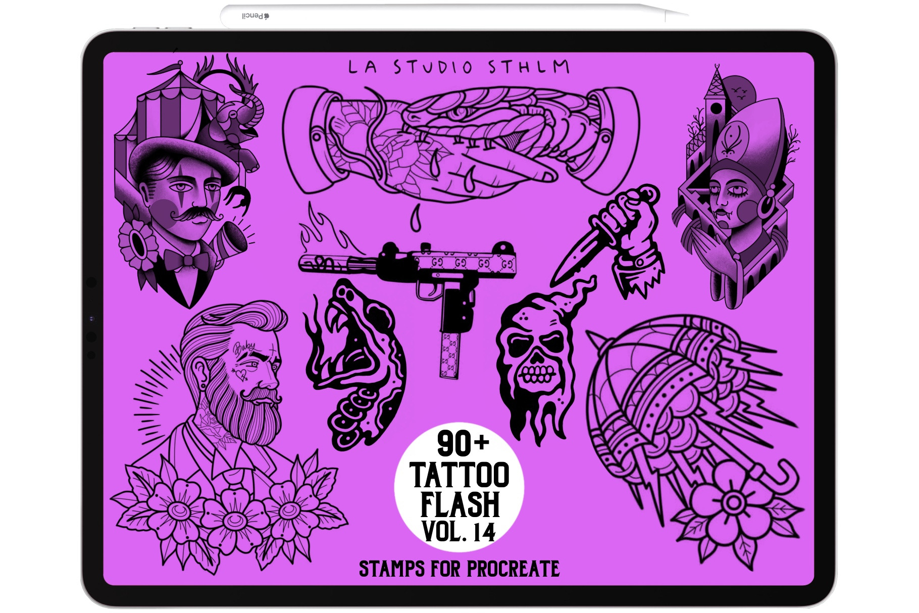 Tattoo Flash Vol. 14 - Stamp Set, a Brush Add-On by LA Studio Sthlm