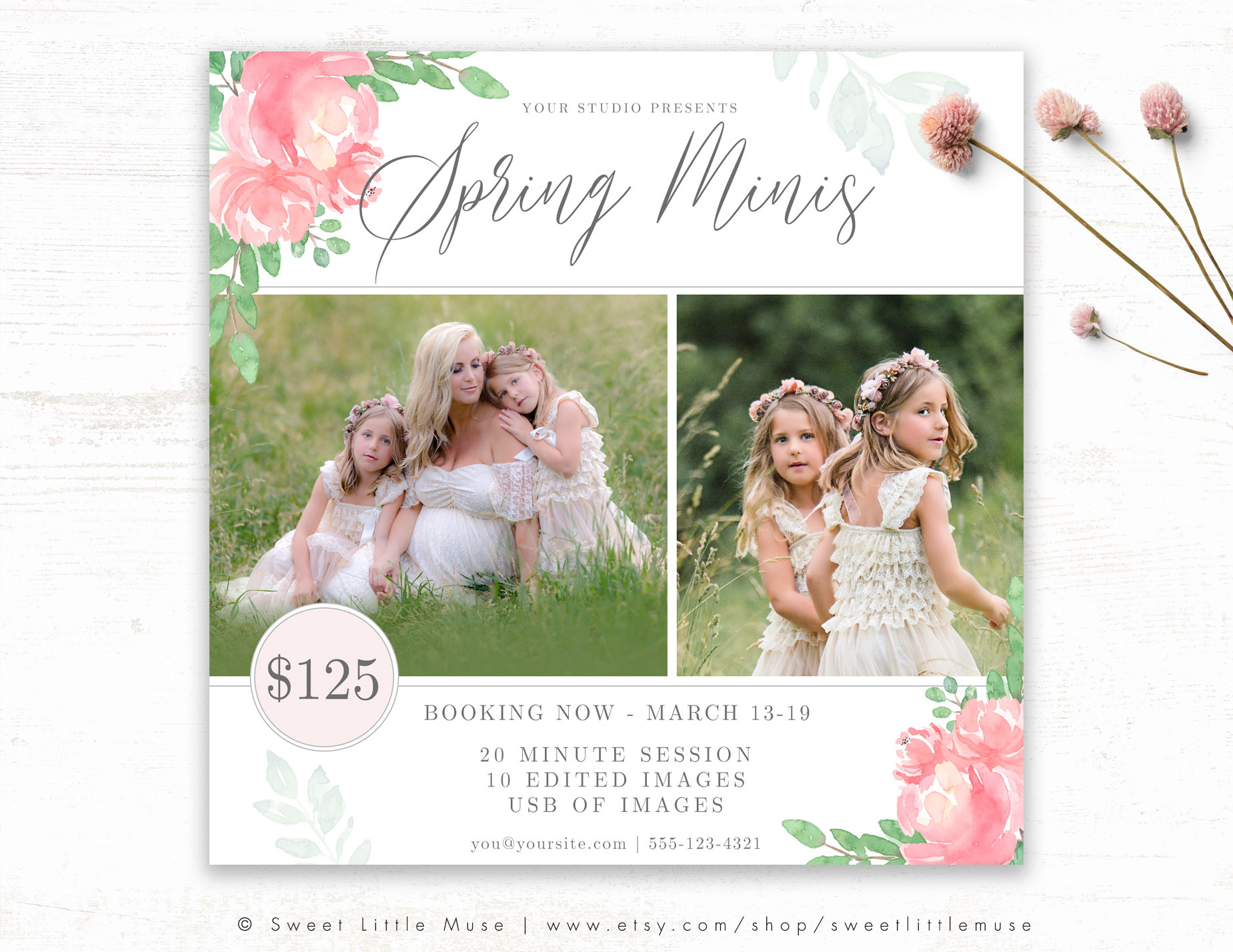 Spring Mini Session Template, a Templates & Theme by Sweet Little Muse