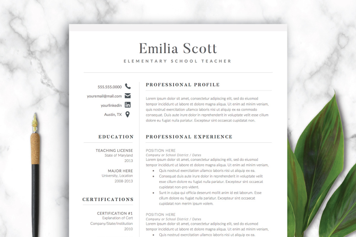 Modern Teacher Resume Template Word, a Resume Template by ...