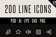200 Line Icons (v2) | Outline Icons ~ Creative Market