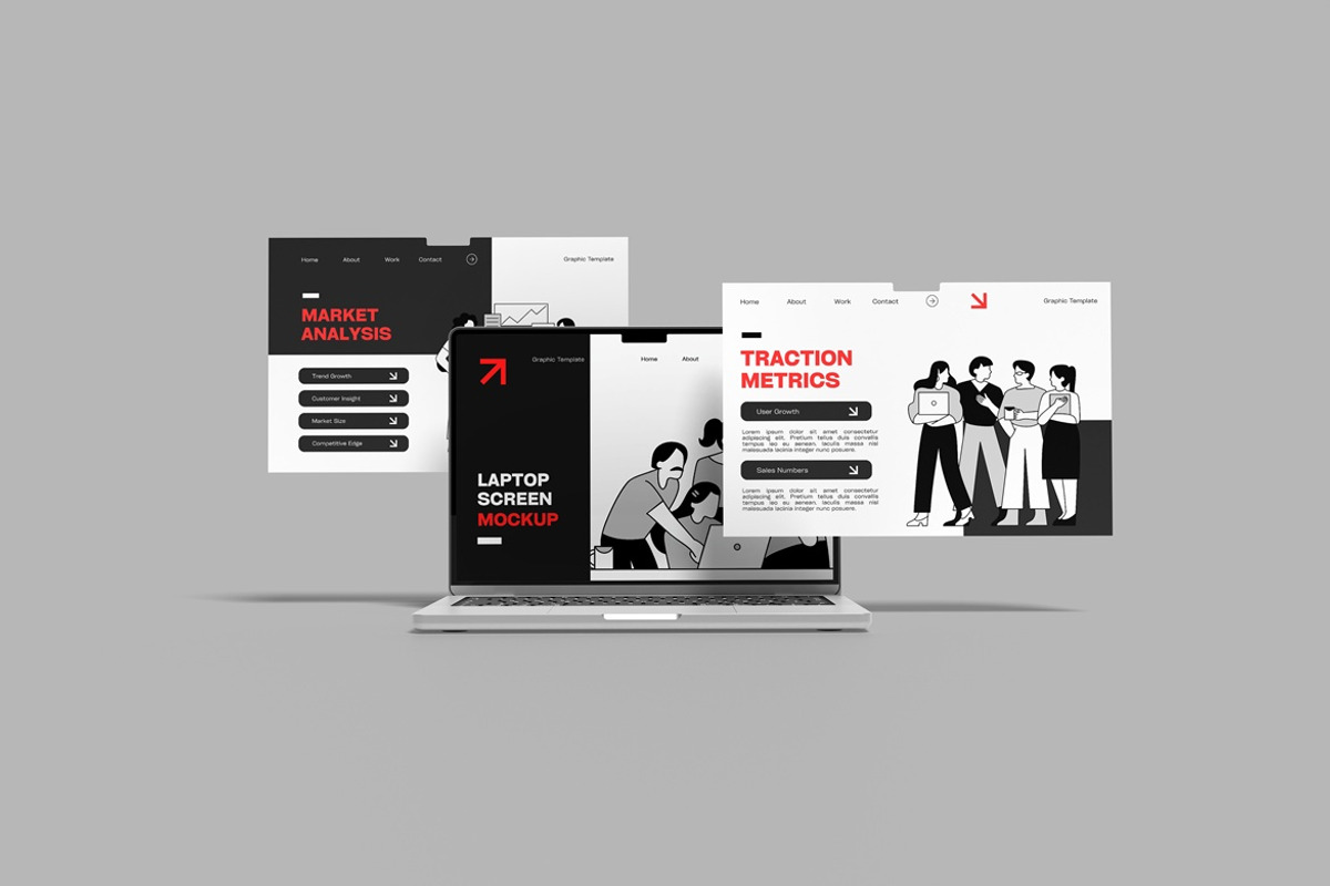 Laptop Multi Screen Website Mockup