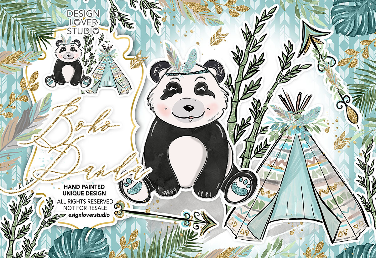 -50%Boho Panda design, an Animal Illustration by designloverstudio