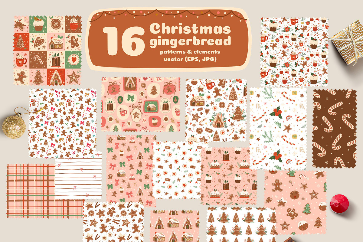 Vector Christmas gingerbread prints