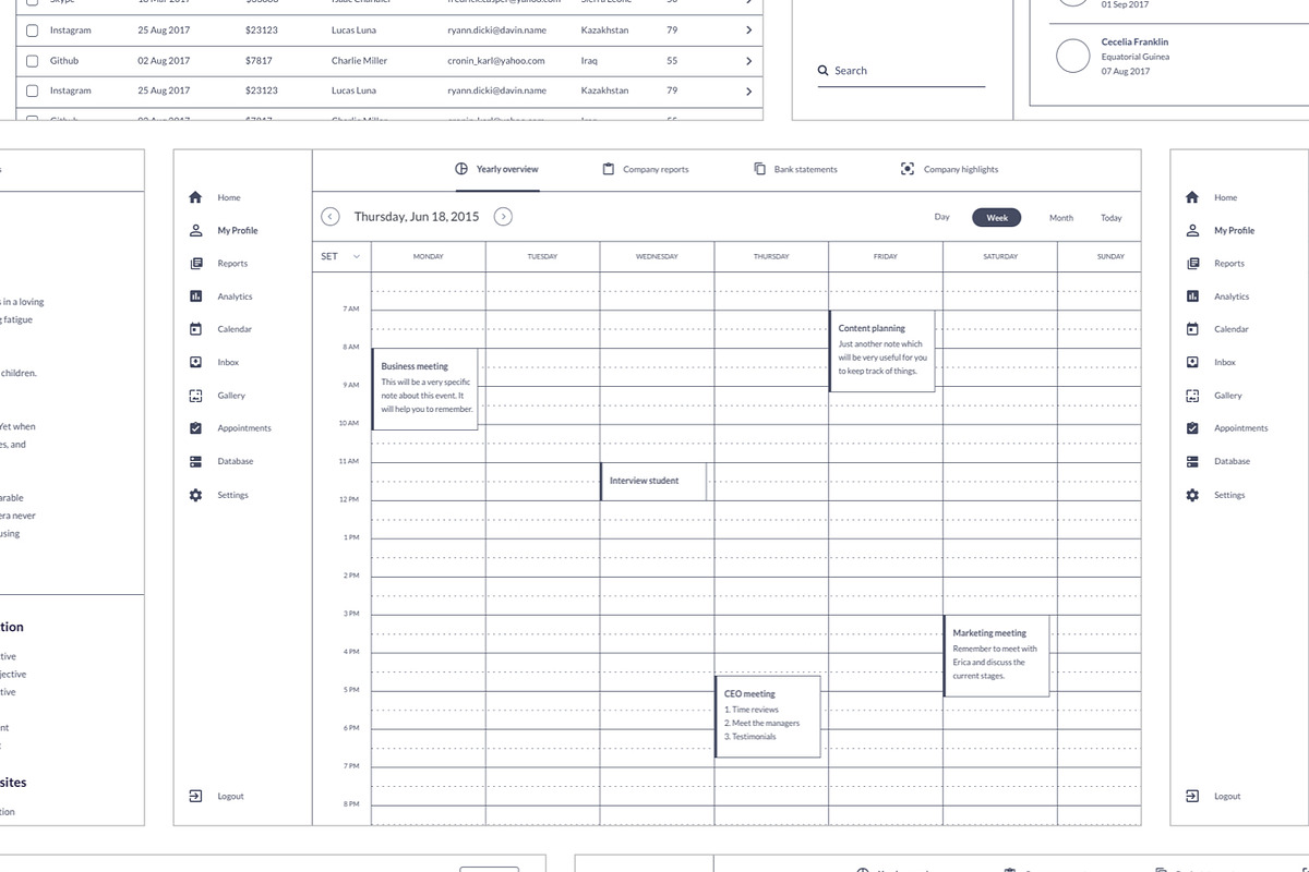 Dashboards UX Wireframes kit, a Wireframe Template by Giglio Designs | Creative Market