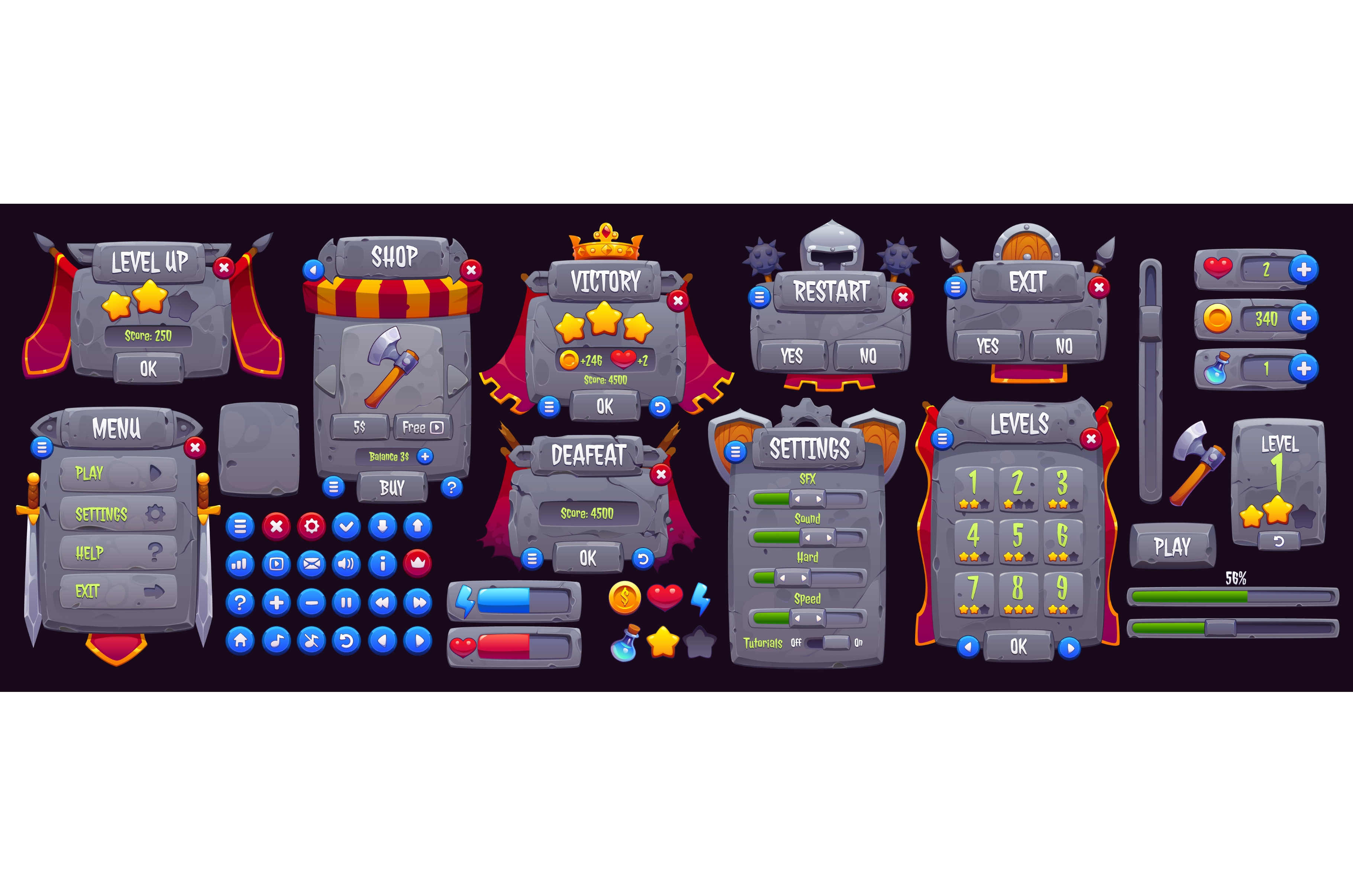 Medieval royal knight game asset, a Technology Illustration by Vector ...