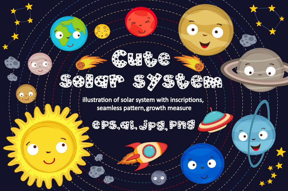 cute solar system, a Graphic by NataKa