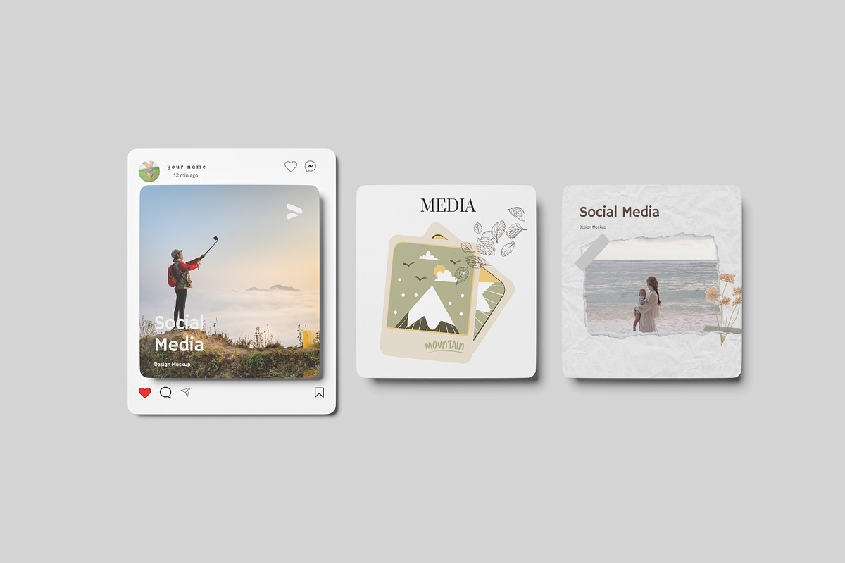 Social Media Post Mockups, an Advertising Mockup by Akaimockup
