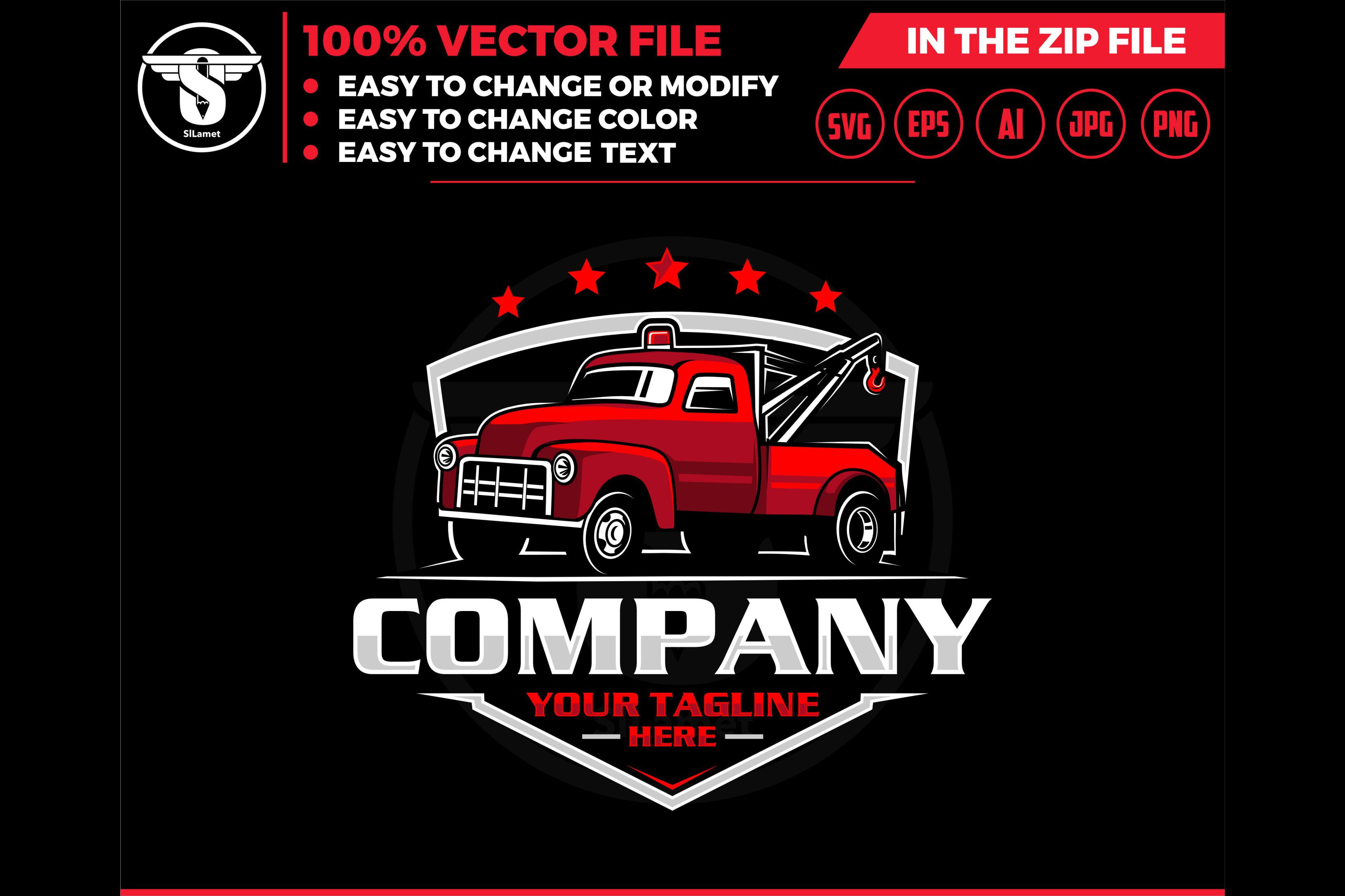 old tow truck logo vintage towing, a Branding & Logo Template by ...