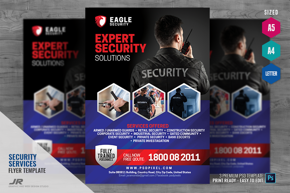 Security Services Ads Flyer, a Flyer Template by PSDPixel