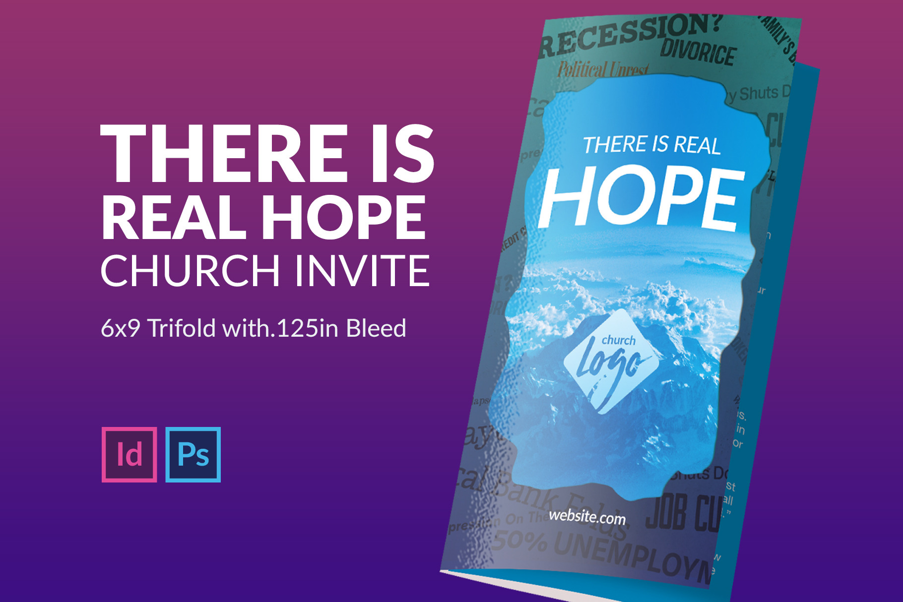 Real Hope Church Invite 6x9 Trifold, a Brochure Template by IFBdesign