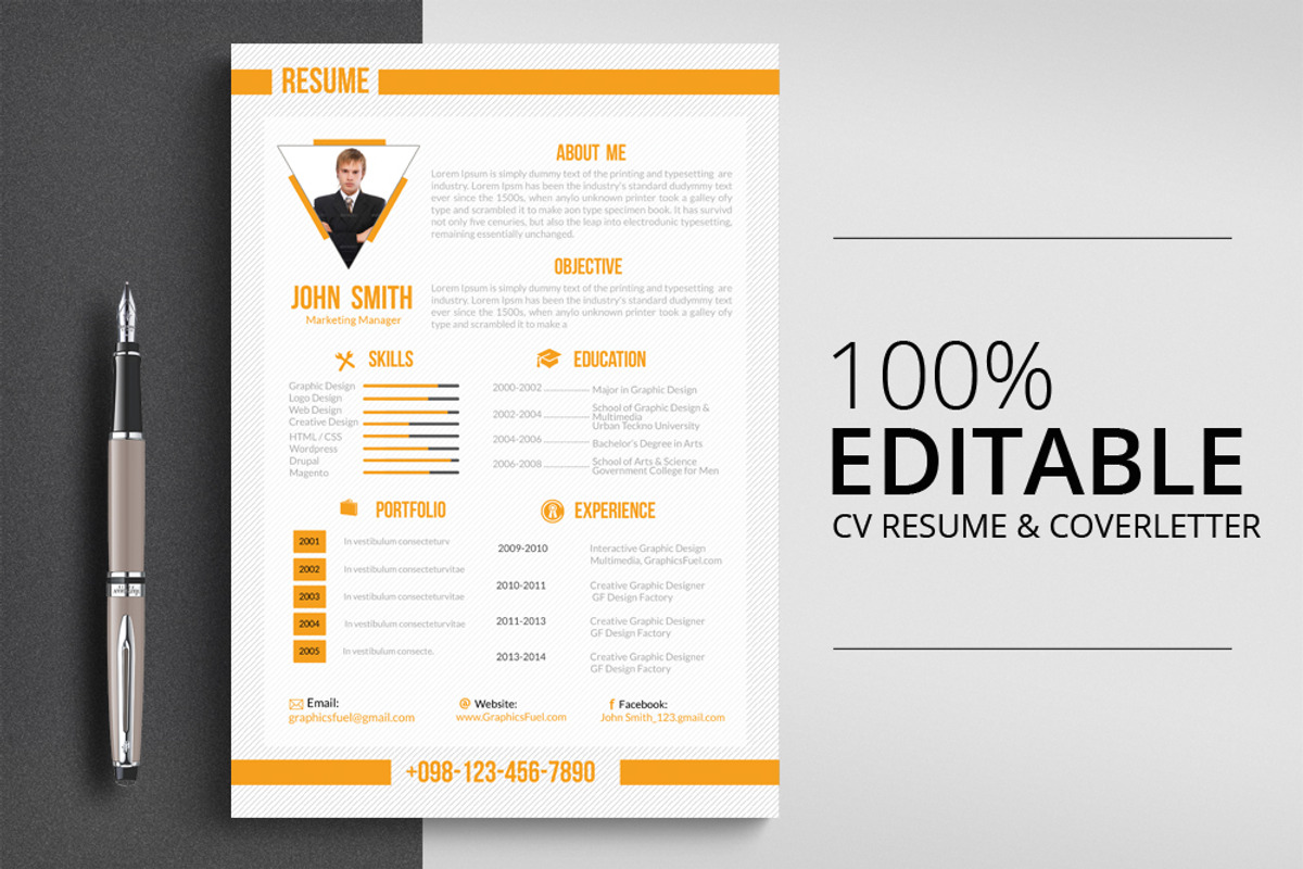 Resume + Cover Letter + Portfolio, a Resume Template by Psd Templates