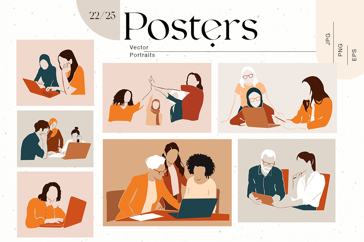 Teamwork People Abstract Portraits, an Education Illustration by NassyArt