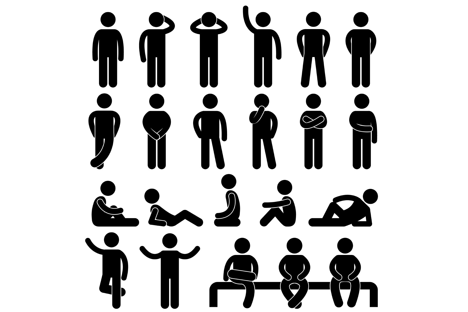Man Basic Posture Stick Figure Icons, an Icon by Leremy Stick Figures